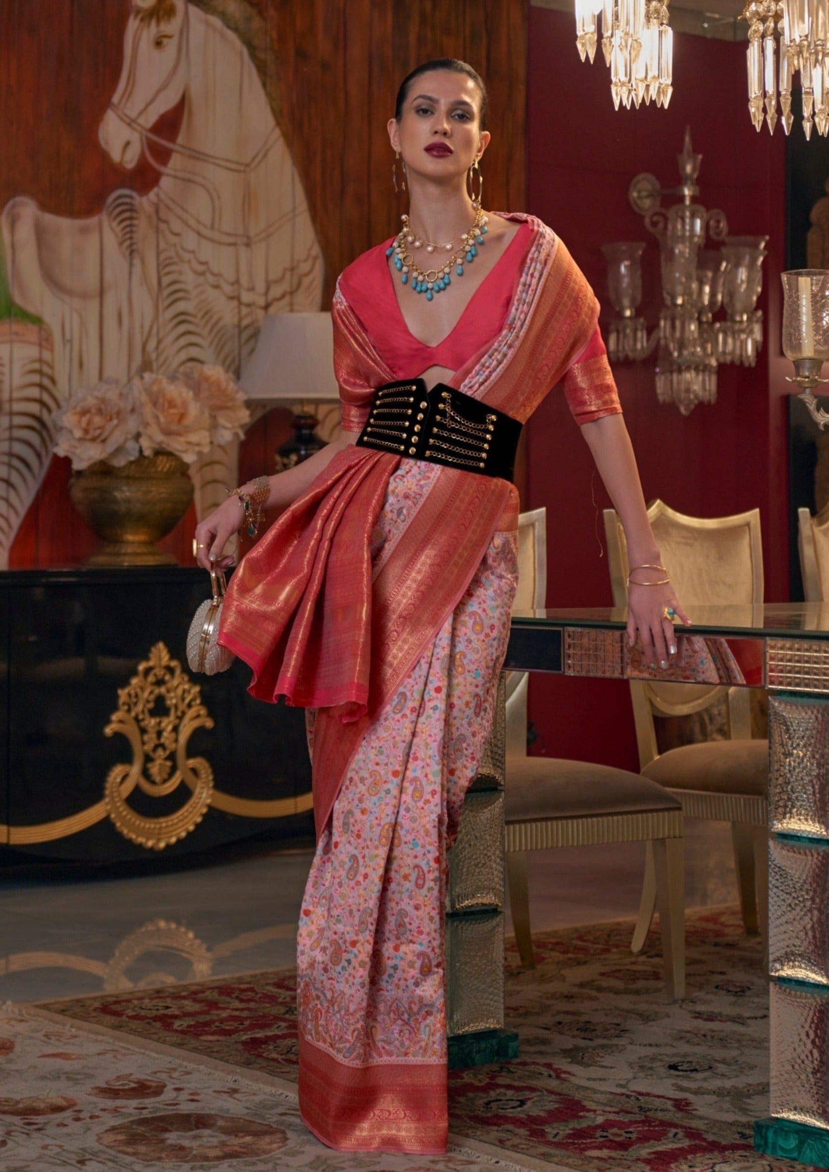 Banarasi Pashmina Kashmiri Jamawar Handloom Saree Online India USA – Sunasa Banarasi Pashmina Kashmiri Jamawar Handloom Saree Online India USA – Sunasa