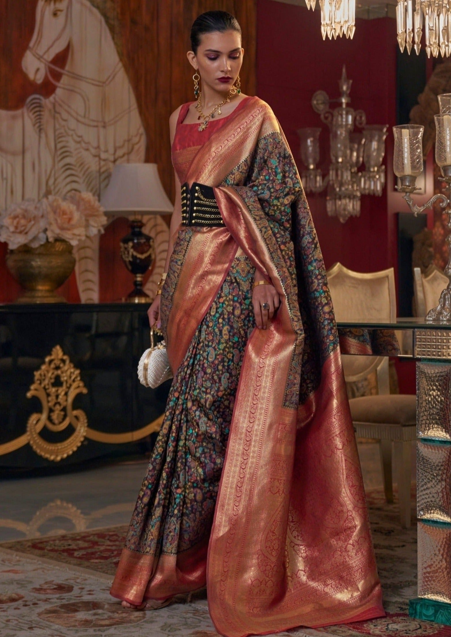 Pure Pashmina Kashmiri Jamawar Handloom Sarees Online Shopping India ...