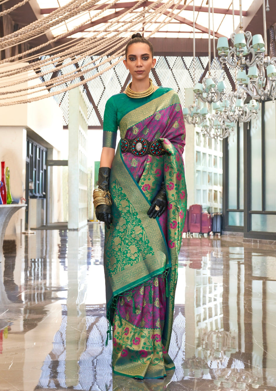 Buy Designer Pure Banarasi Silk Handloom Sarees Online in India – Sunasa