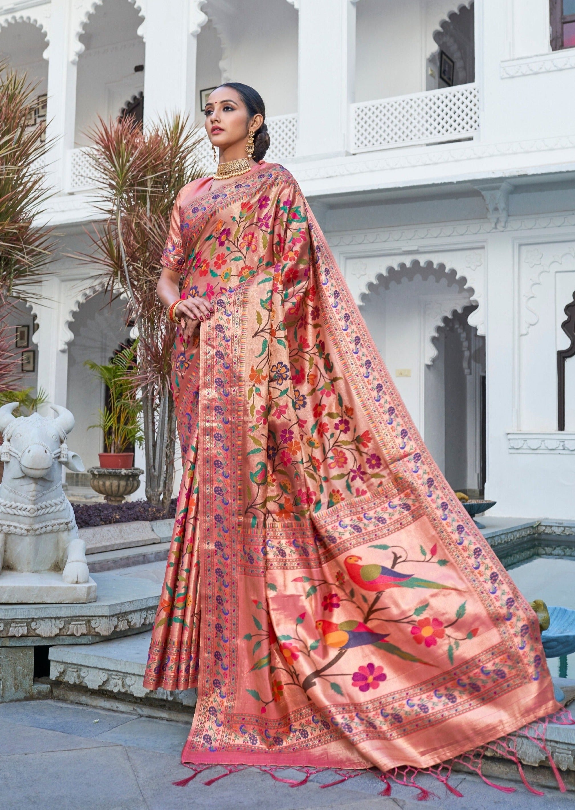 Pure Paithani Silk Bridal Pink SareeS Online Shopping India | USA | UK ...