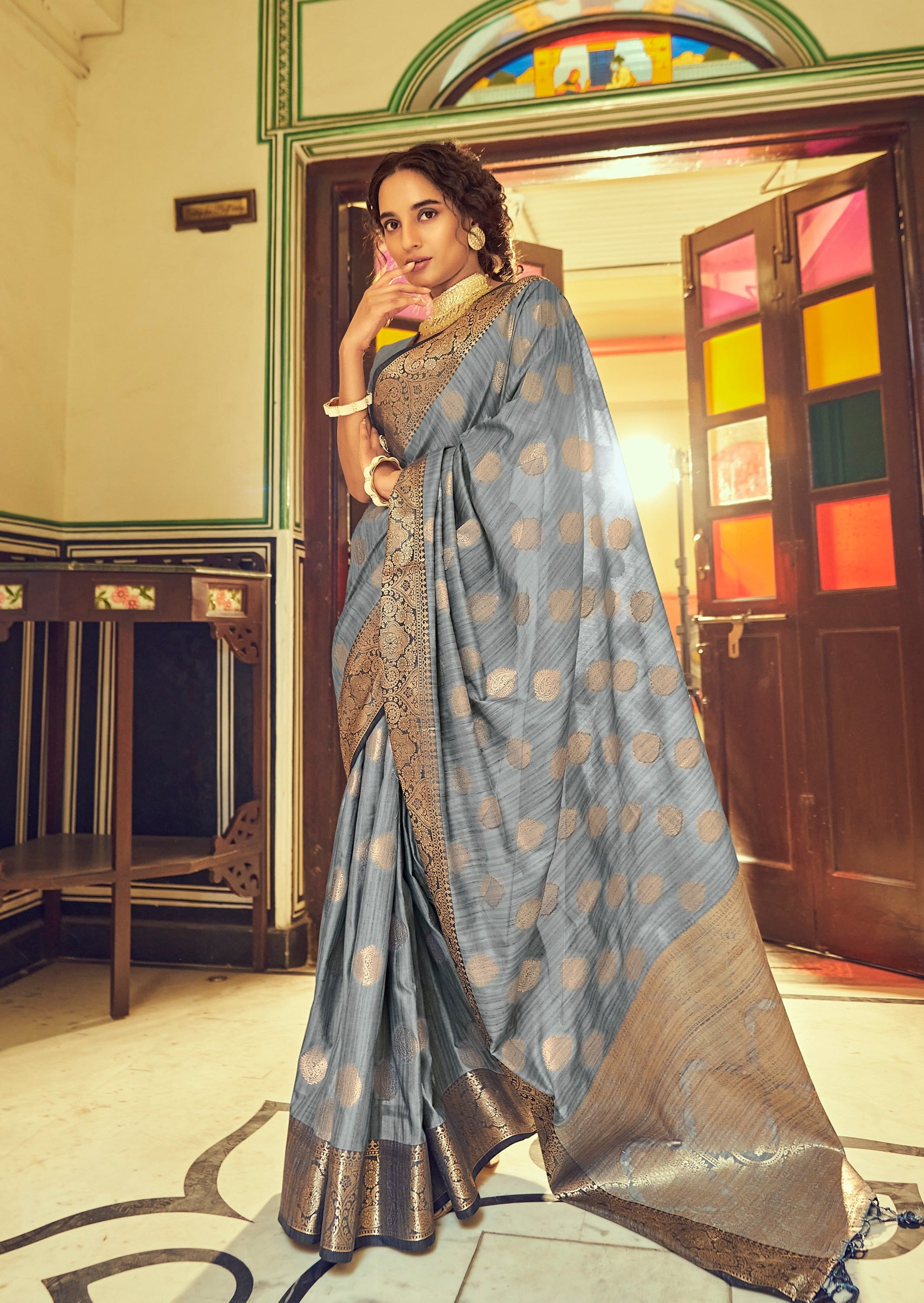 Pure Tussar Banarasi Silk Handloom Saree Online Shopping India USA – Sunasa