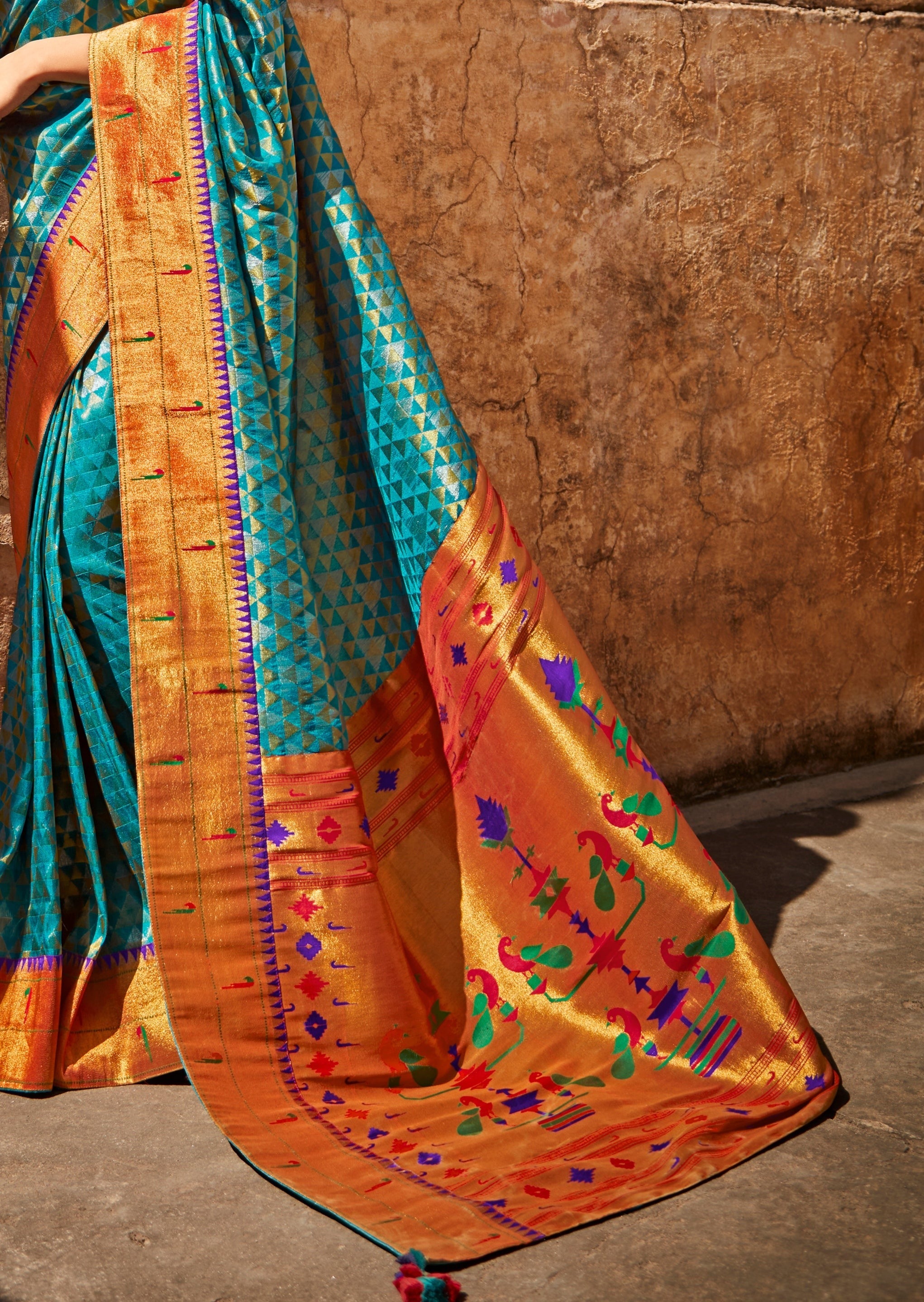 Pure Paithani Silk Blue Saree – Sunasa