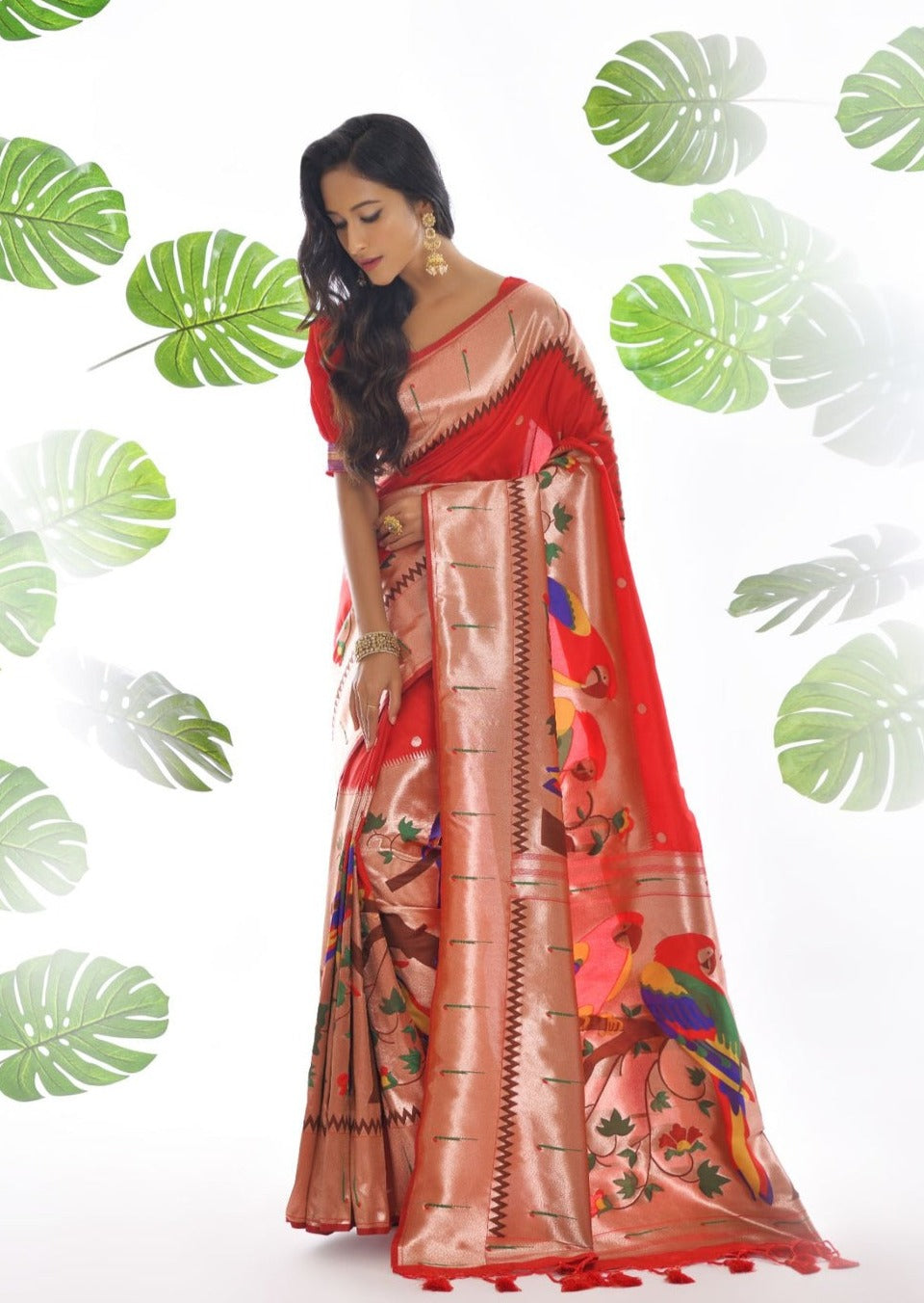 Pure Paithani Silk Red Handloom Sarees Online Shopping USA Best Price ...